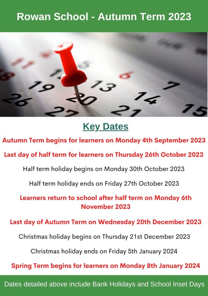 The School Day and Term Dates | Rowan School